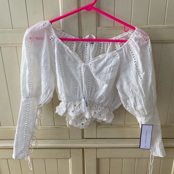 Goodnight Macaroon | Tops | Boho Shabby Sheik White Eyelet Crop Top ...